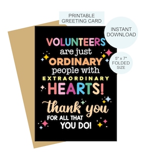 Volunteer Card Printable / Volunteer Thank You Card / Volunteer ...