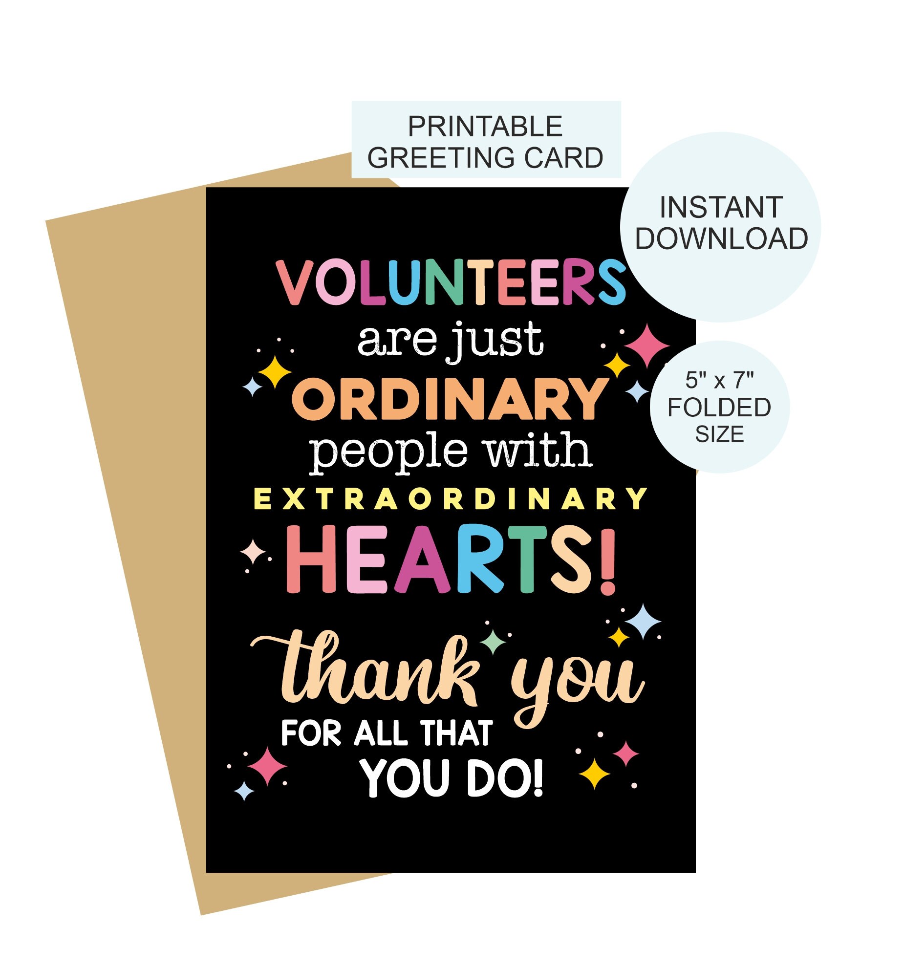 Volunteer Card Printable / Volunteer Thank You Card / Volunteer ...