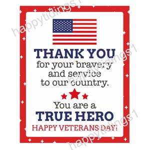 Veterans Day Poster Printable / Veterans Day Sign Printable / Veterans ...