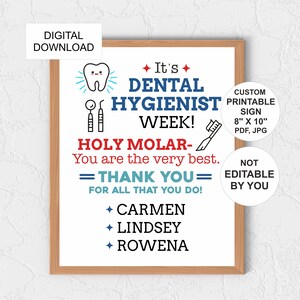 Personalised Dental Hygienist Week Sign Printable / Personalized Dental ...