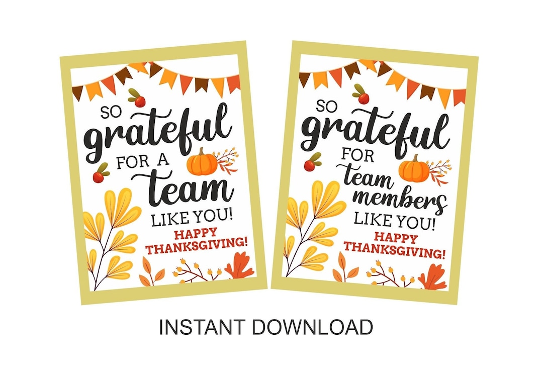 So Thankful for Team Members Like You Gift Tags Printable / Printable ...