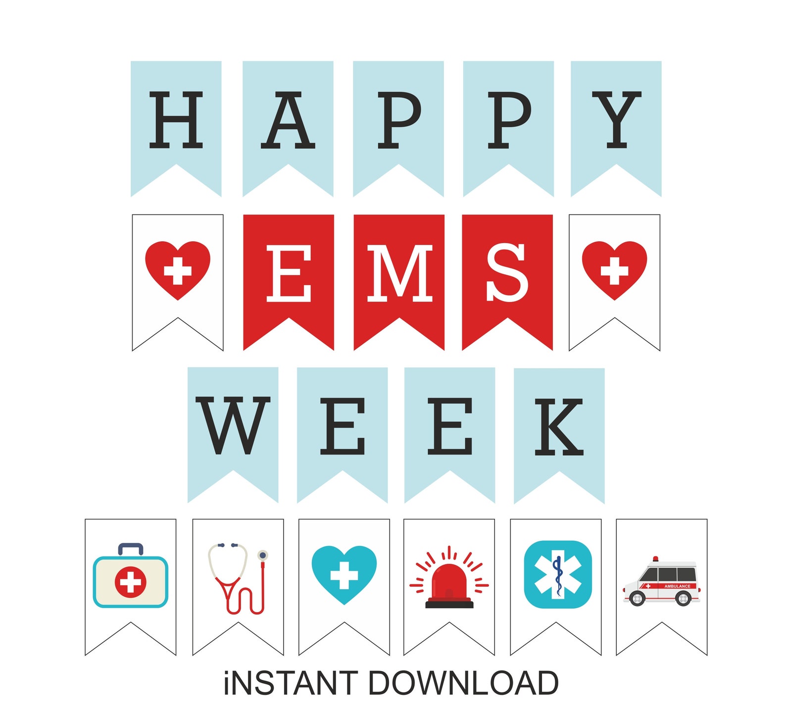 EMS Week Banner Printable / Printable Happy National EMS Week - Etsy