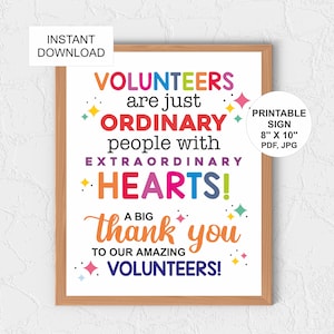 Volunteer Appreciation Poster Printable / Volunteer Thank You Sign ...