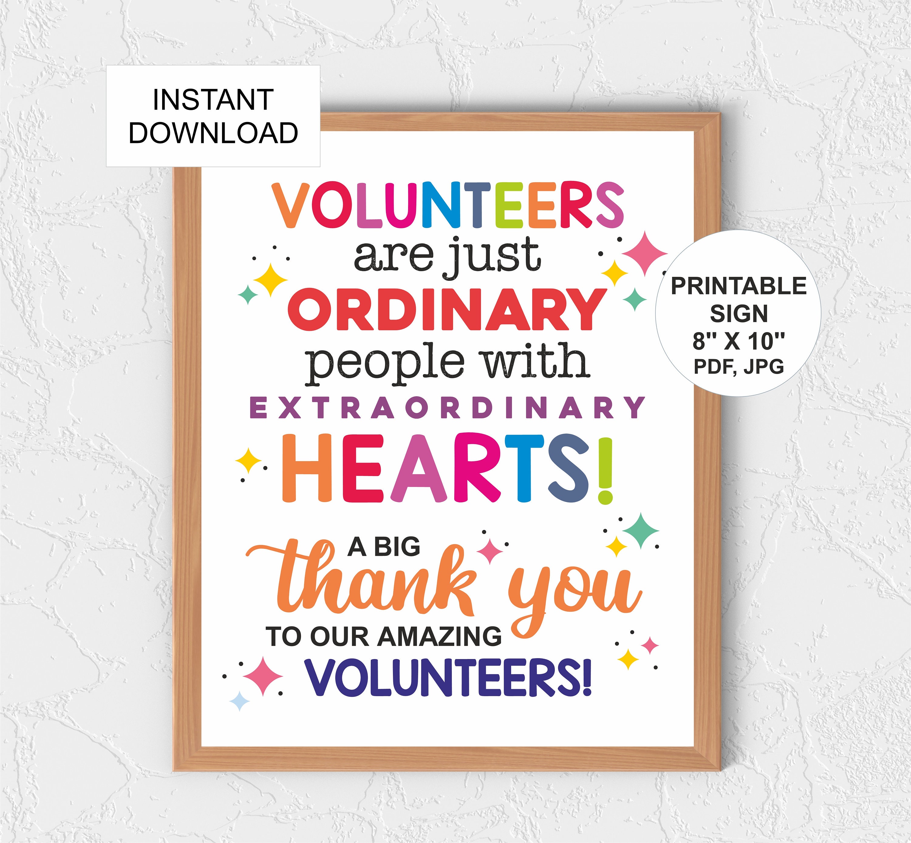 Volunteer Appreciation Poster Printable / Volunteer Thank You Sign ...