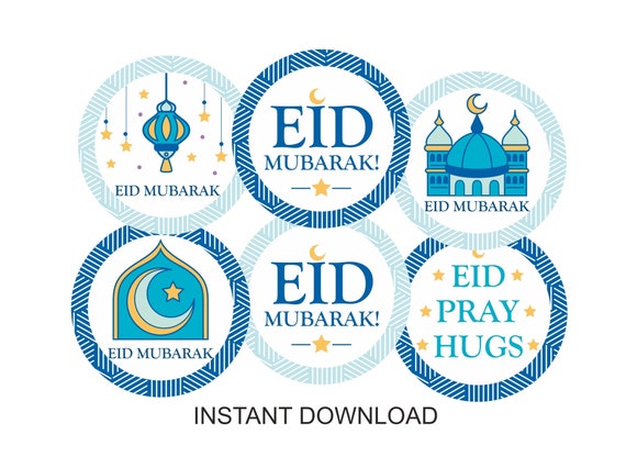 Eid Mubarak Cupcake Toppers Printable / Printable Eid Mubarak | Etsy
