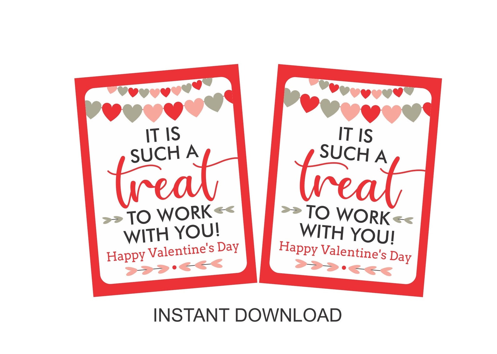 Valentine It's Such a Treat Working With You Gift Tag Printable ...