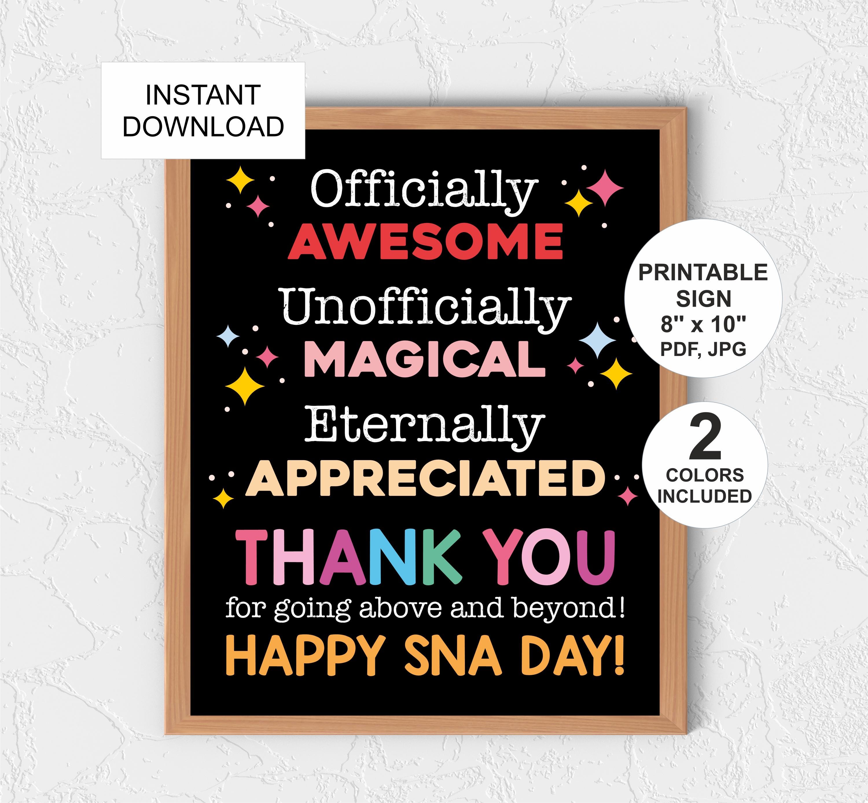 SNA Day Appreciation Sign Printable / SNA Day Poster / Special Needs ...
