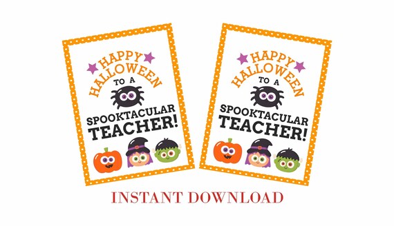 Printable Halloween Gift Tags for Teacher / Halloween Teacher | Etsy