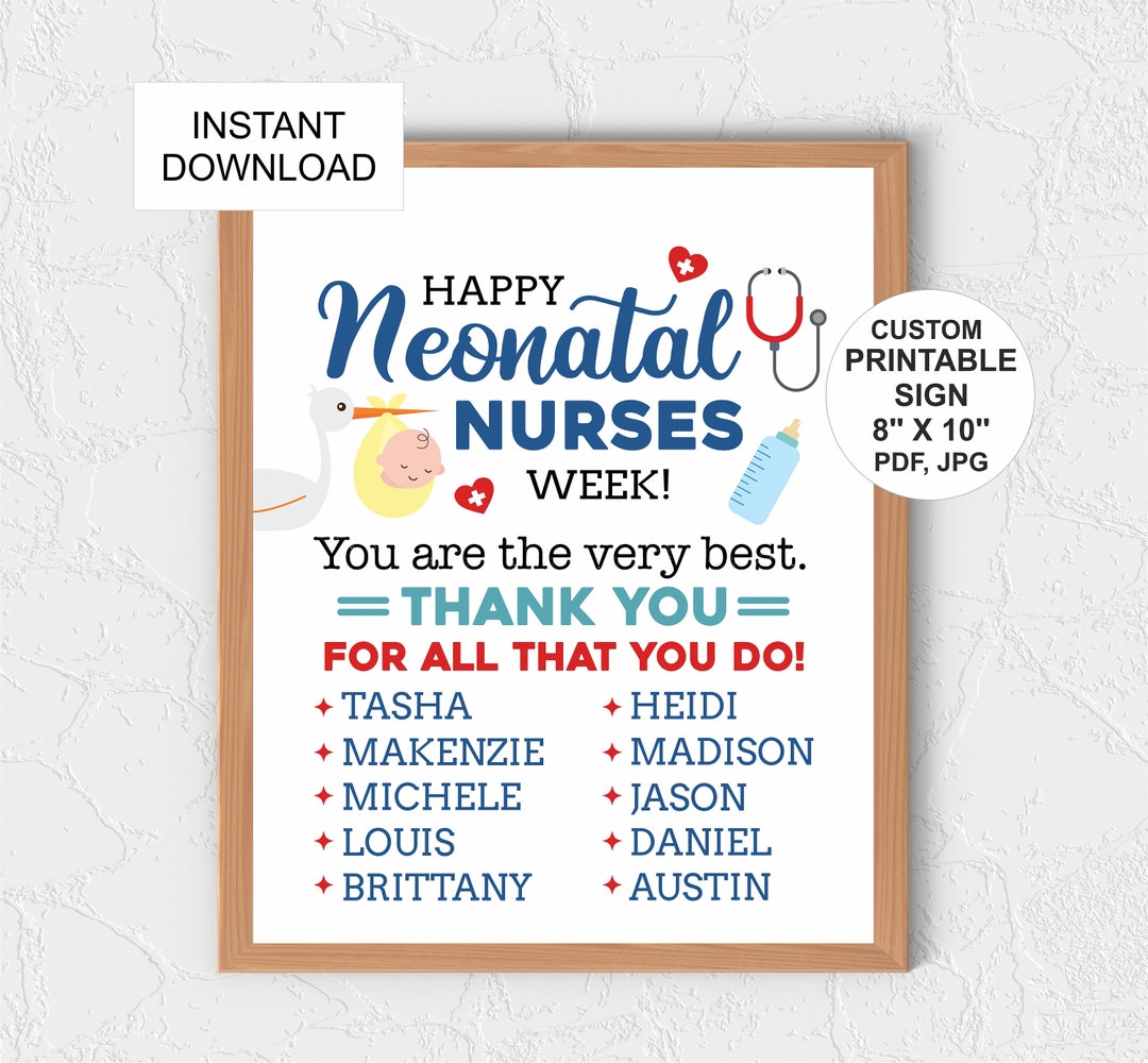 Personalised Neonatal Nurse Week Appreciation Sign Printable / NICU ...