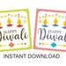 Printable Diwali Gift Tags / Happy Diwali Tags / (Download Now) - Etsy