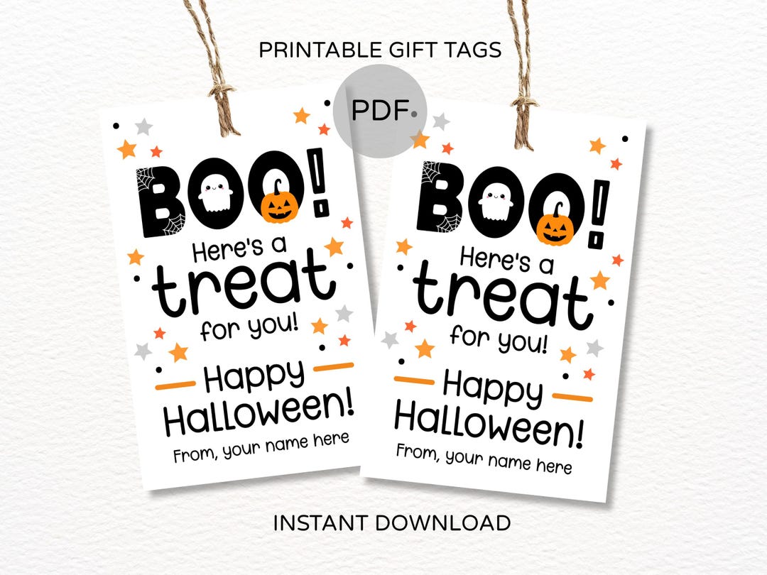 Halloween Boo Tag Printable / Boo Gift Tags / Trick or Treat Favor Tags ...