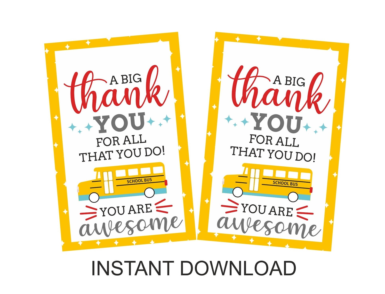 Bus Driver Appreciation Gift Tag Printable / Bus Driver Tags / School ...