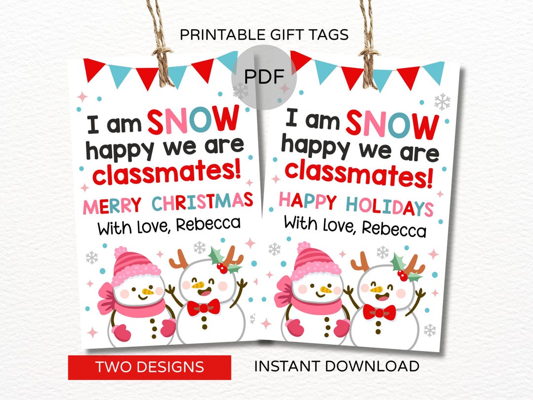Christmas Classmate Tags Printable / Christmas Class Gift Tag / School ...