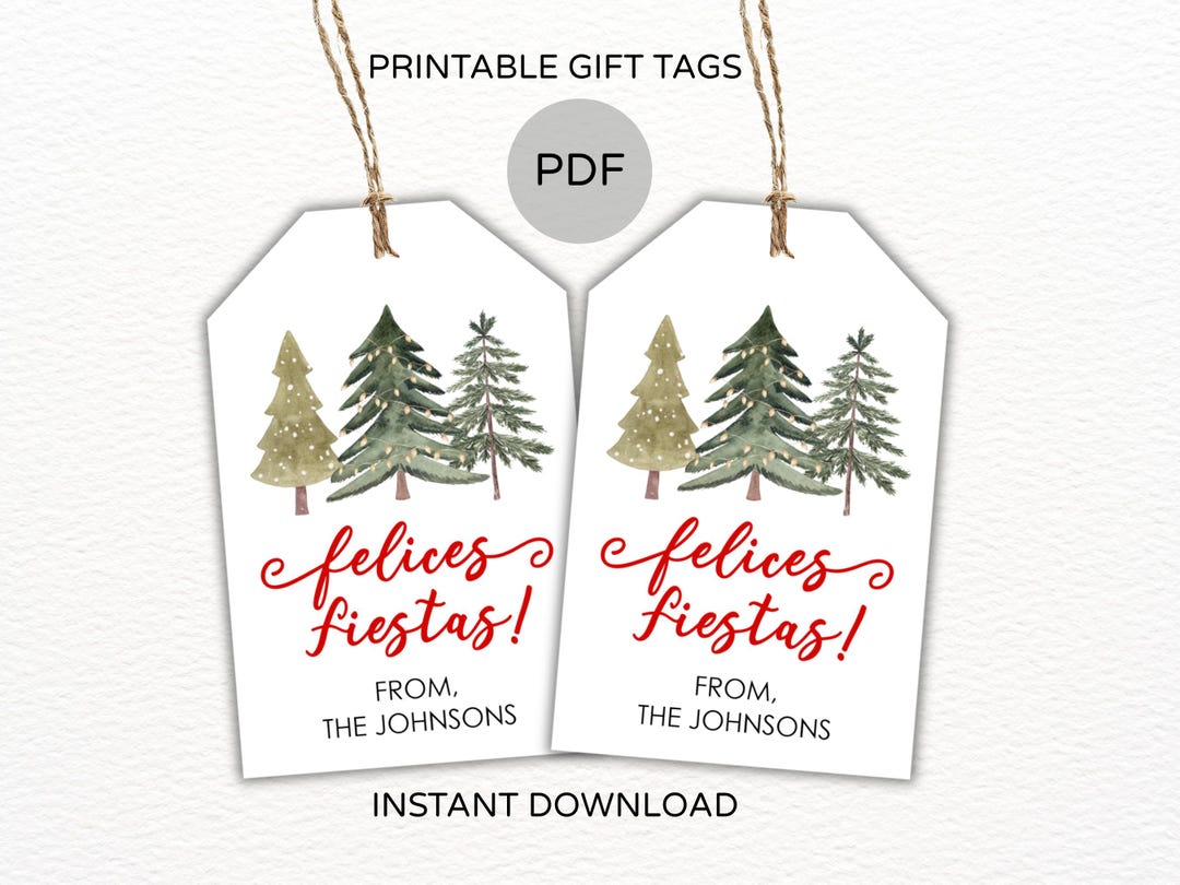 Felices Fiestas Gift Tags Printable / Spanish Christmas Gift Tags ...