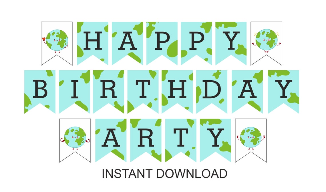 Earth Day Birthday Banner Printable / Earth Birthday Banner - Etsy