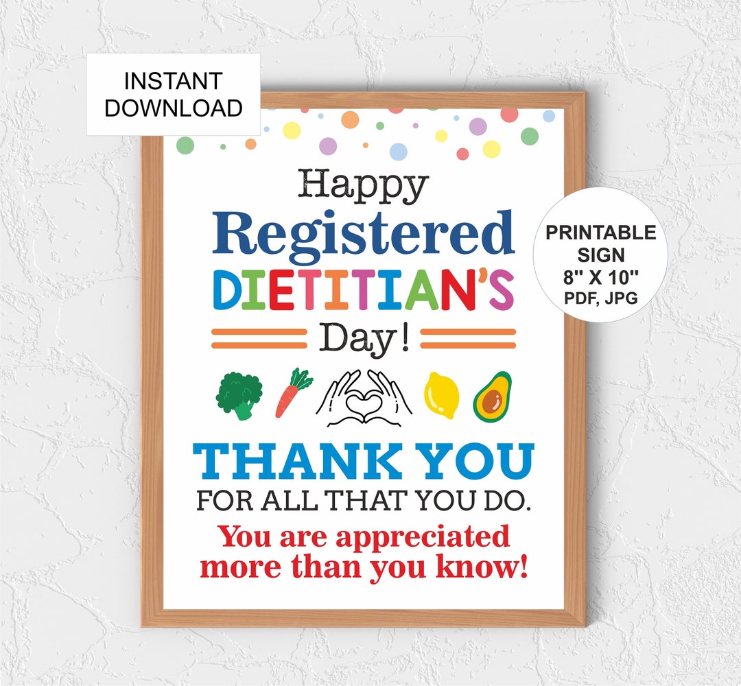 Dietitian's Day Poster Printable / Registered Dietitian Day / Dietitian ...