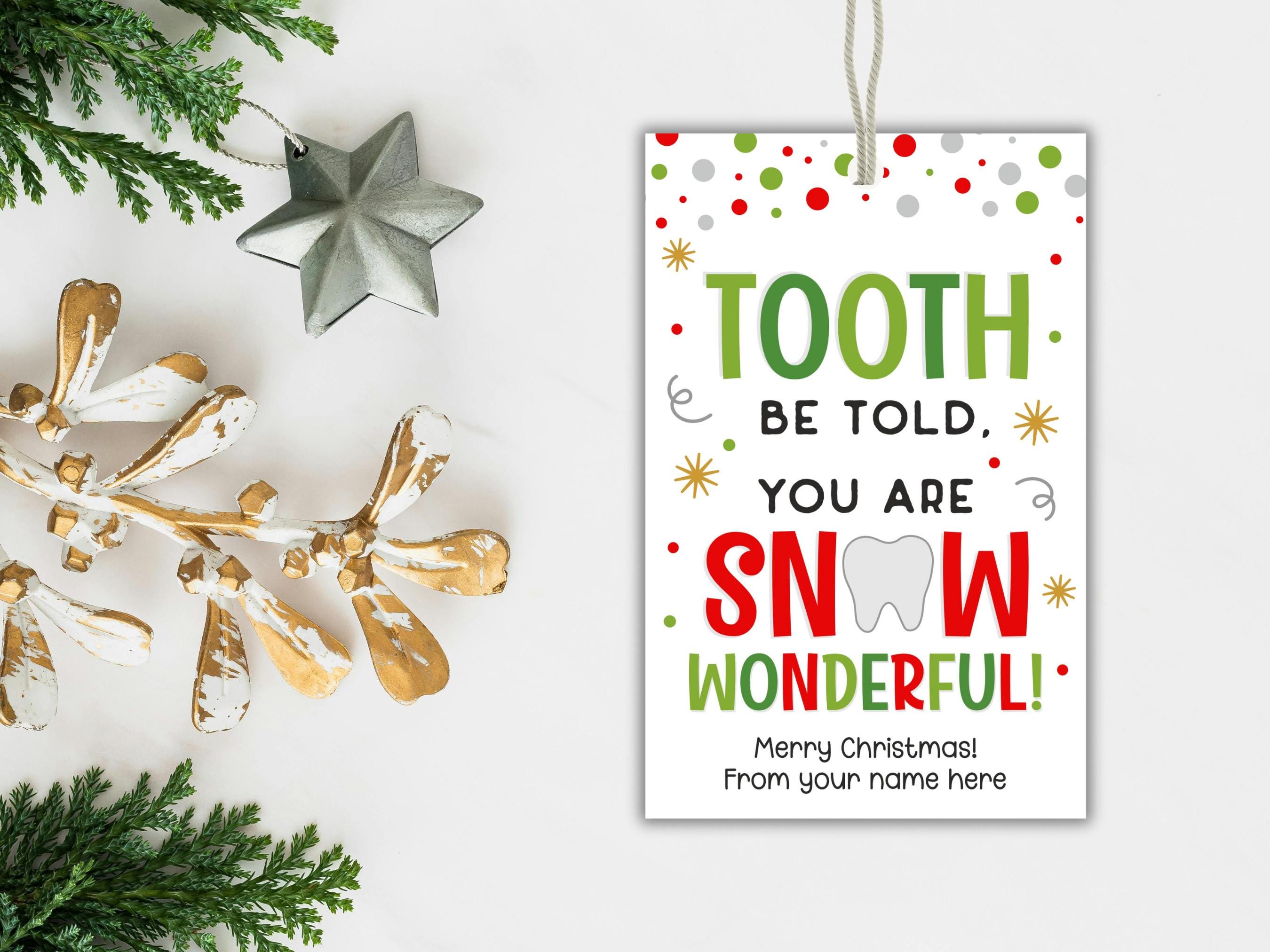 Christmas Dental Gift Tags Printable Holiday Dental Appreciation Tag ...