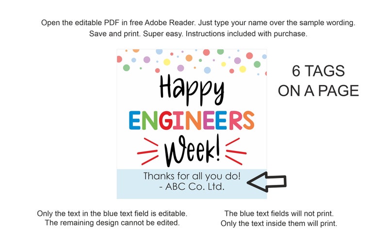 Editable Engineers Week Tags Printable / Editable Engineer Week Gift ...