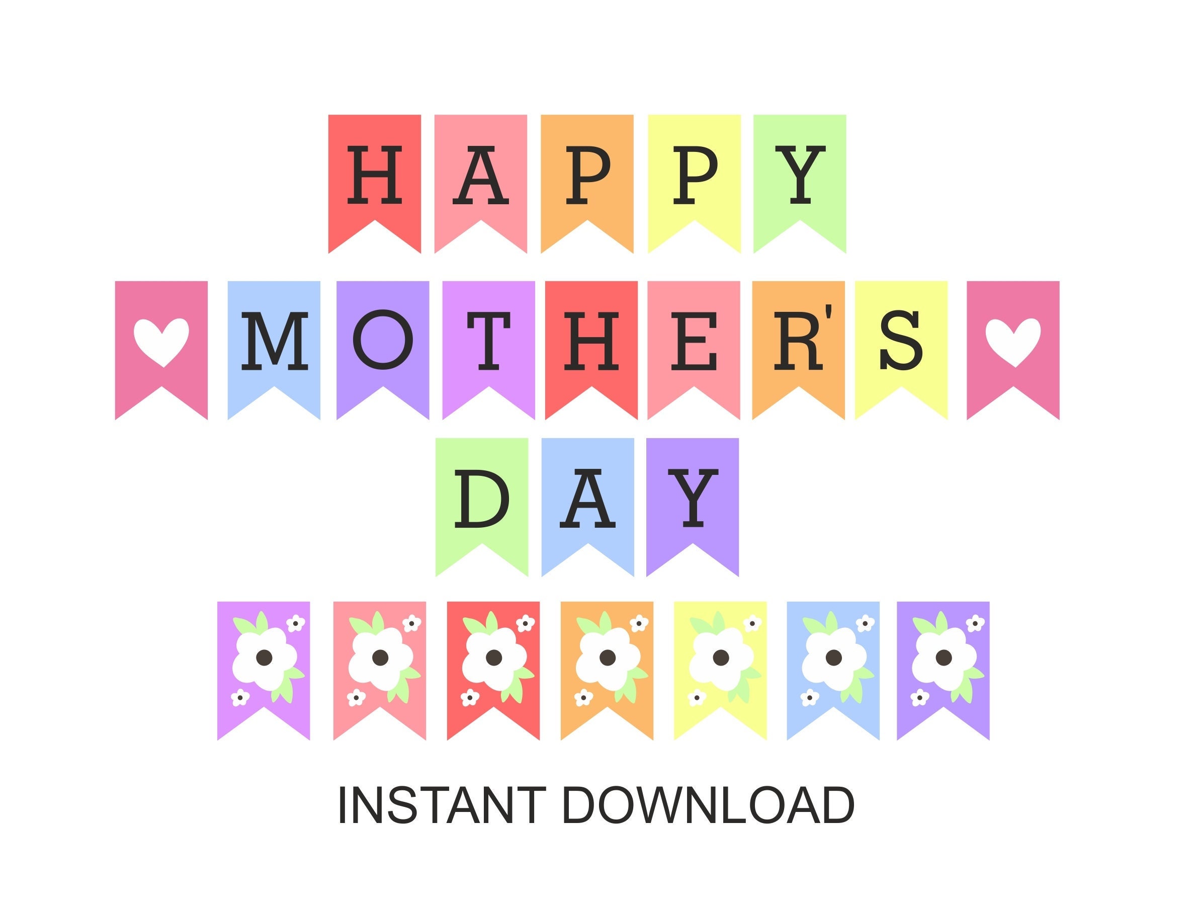 Mothers Day Banner Printable / Floral Mother's Day Banner - Etsy