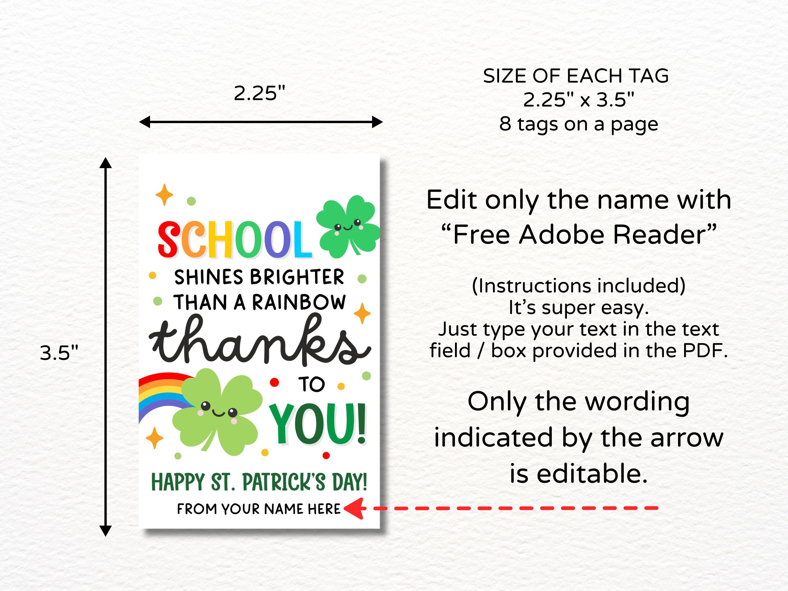 St. Patrick's Day Teachers and Staff Appreciation Tag / St. Patricks ...