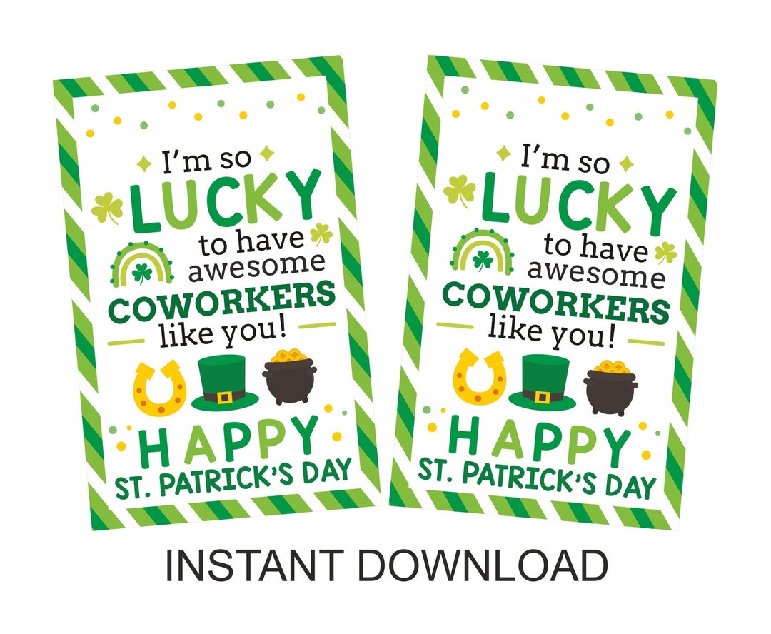 St. Patrick's Day Coworker Tag Printable / Coworker Appreciation Tag ...