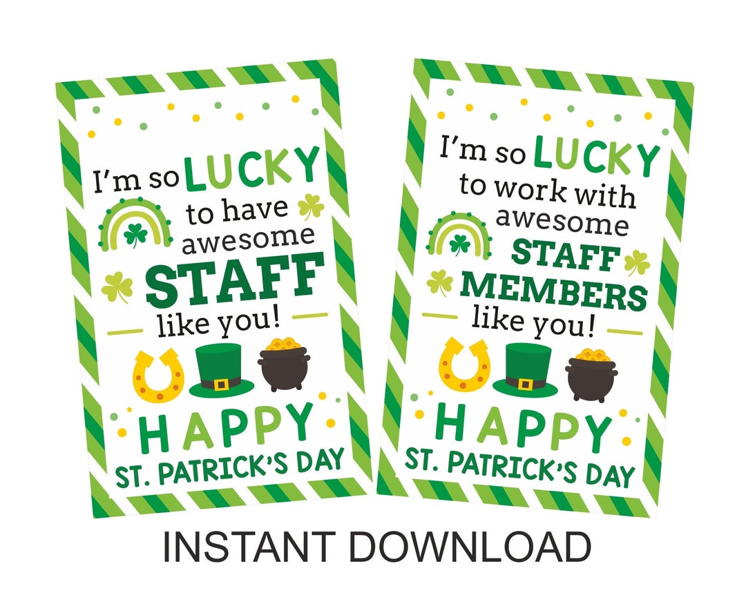 St. Patrick's Day Staff Appreciation Tag Printable / St. Patrick's Day ...