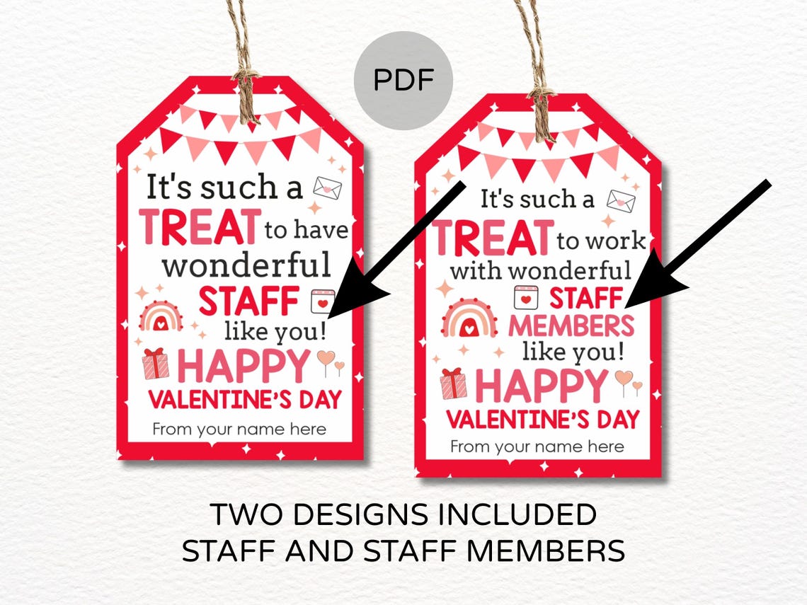 Valentine Staff Gift Tags Printable / Valentine Staff Appreciation Tag ...