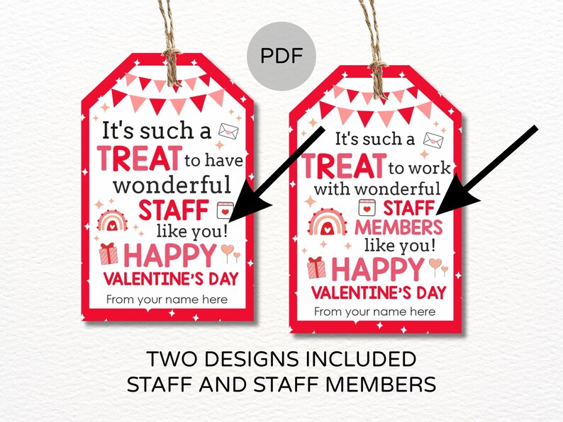Valentine Staff Gift Tags Printable / Valentine Staff Appreciation Tag ...