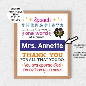 Personalised Speech Therapist Poster Printable / Speech Therapist Gifts ...