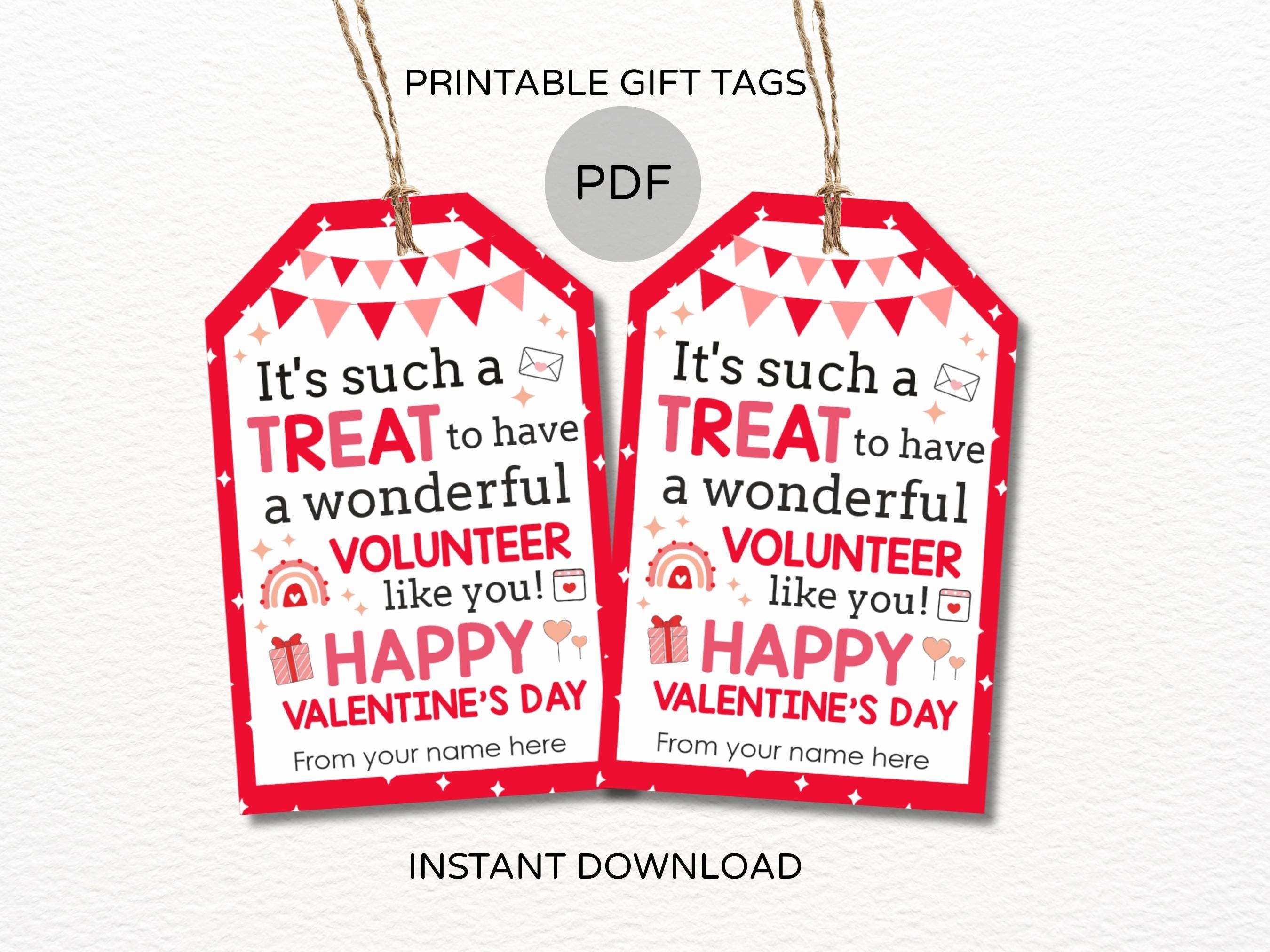 Valentine Volunteer Appreciation Tag Printable / Valentine Volunteer ...