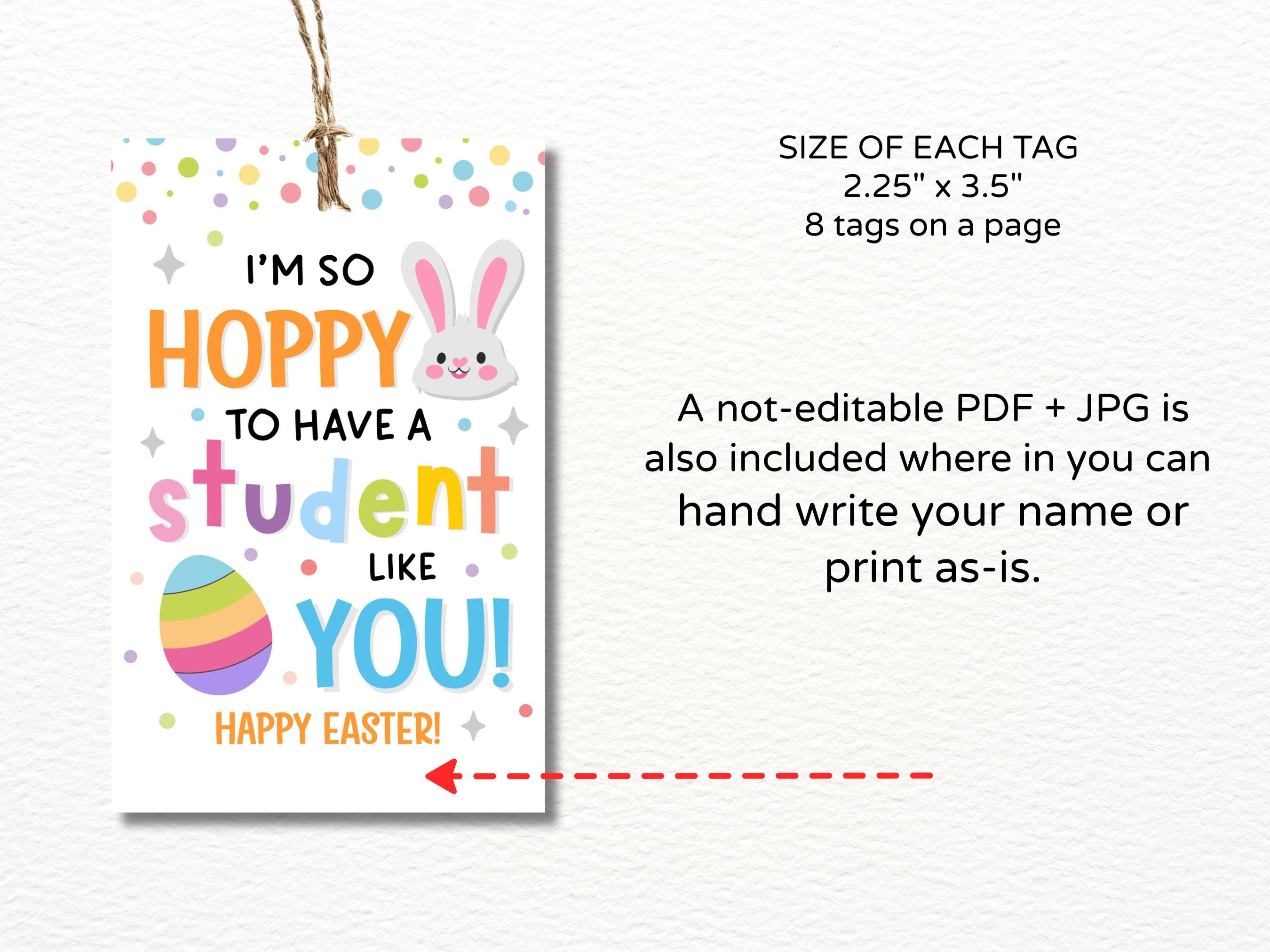 Easter Student Tags Printable / Easter Student Gift Tag / Hoppy to Have ...