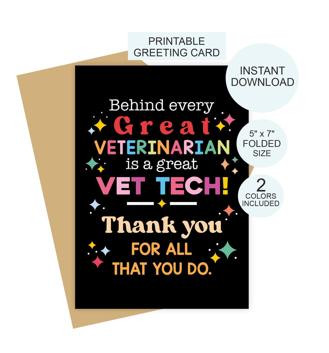 Vet Tech Week Card Printable / Vet Tech Card / Vet Tech Week Cards ...
