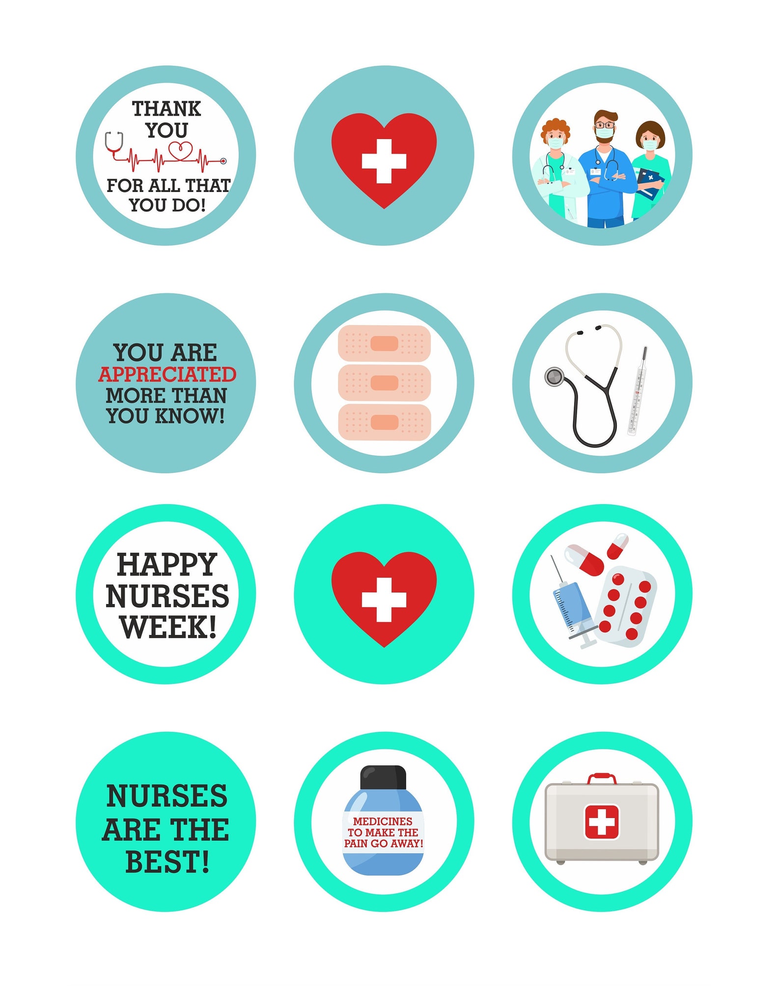 Printable Nurses Cupcake Toppers / Nurses Week Cupcake Toppers / Nurse ...