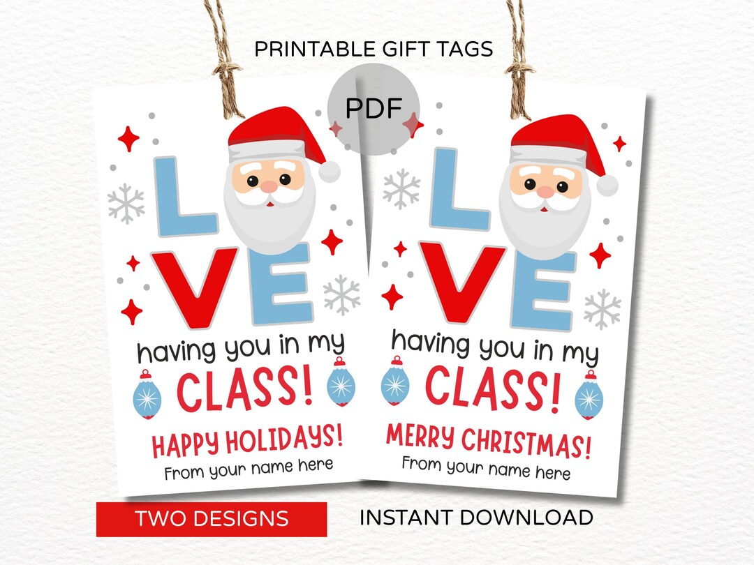 Christmas Student Tags Printable / Christmas Student Gifts From Teacher ...