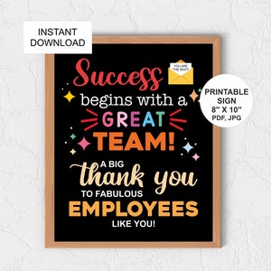 Employee Thank You Sign Printable / Employee Thank You Poster ...