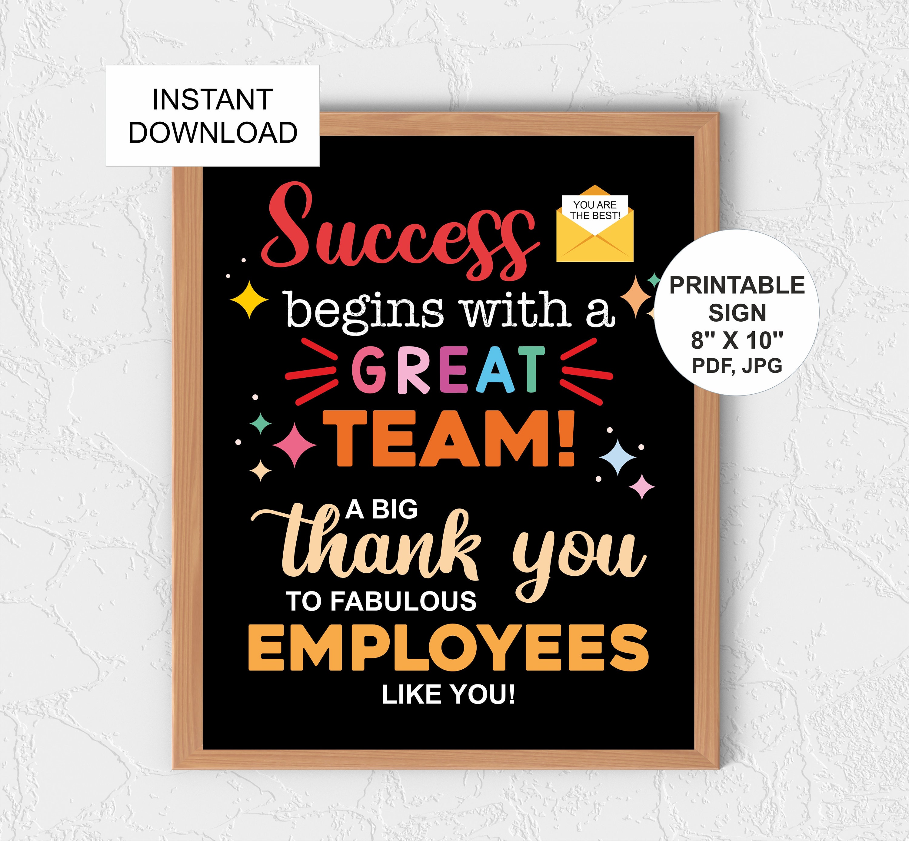 Employee Thank You Sign Printable / Employee Thank You Poster ...