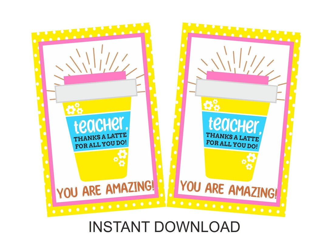 Teacher Coffee Gift Tag Printable / Teacher Coffee Tag / Teacher ...