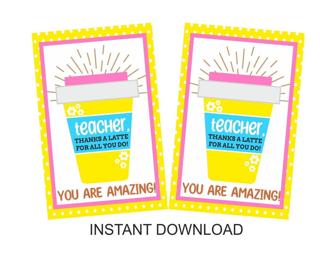 Teacher Coffee Gift Tag Printable / Teacher Coffee Tag / - Etsy