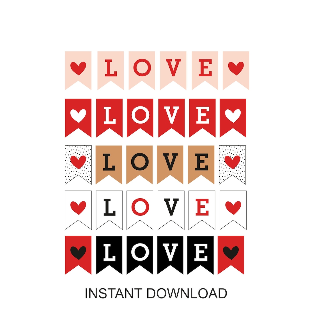 Love Banner Printable / Printable Love Bunting / Printable Love Garland ...
