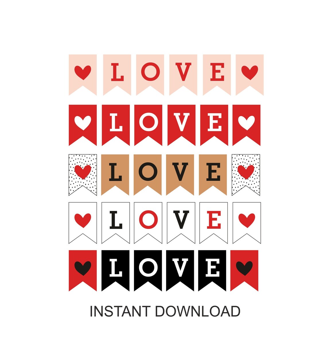 Love Banner Printable / Printable Love Bunting / Printable Love Garland ...