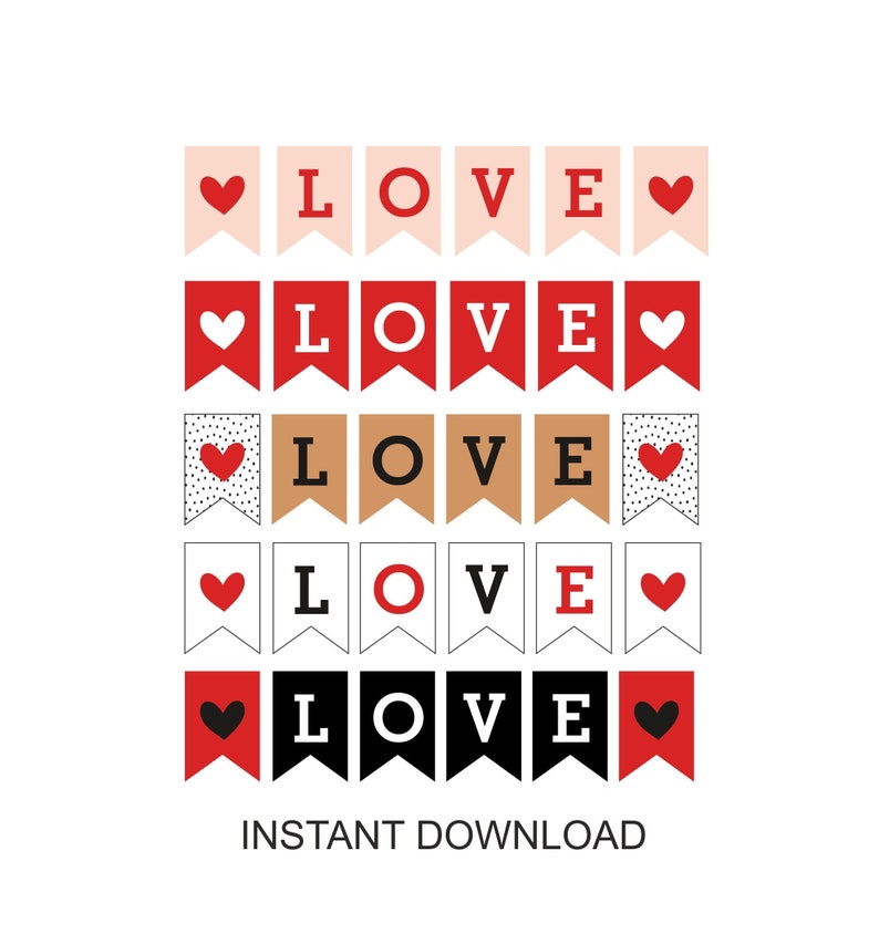 Love Banner Printable / Printable Love Bunting / Printable | Etsy