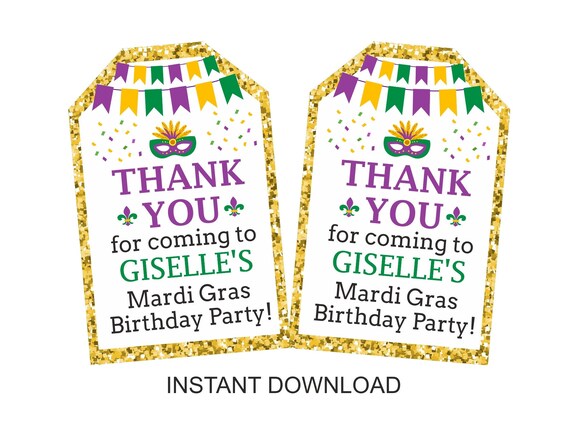 Mardi Gras Gift Tags Printable / Printable Mardi Gras Birthday | Etsy