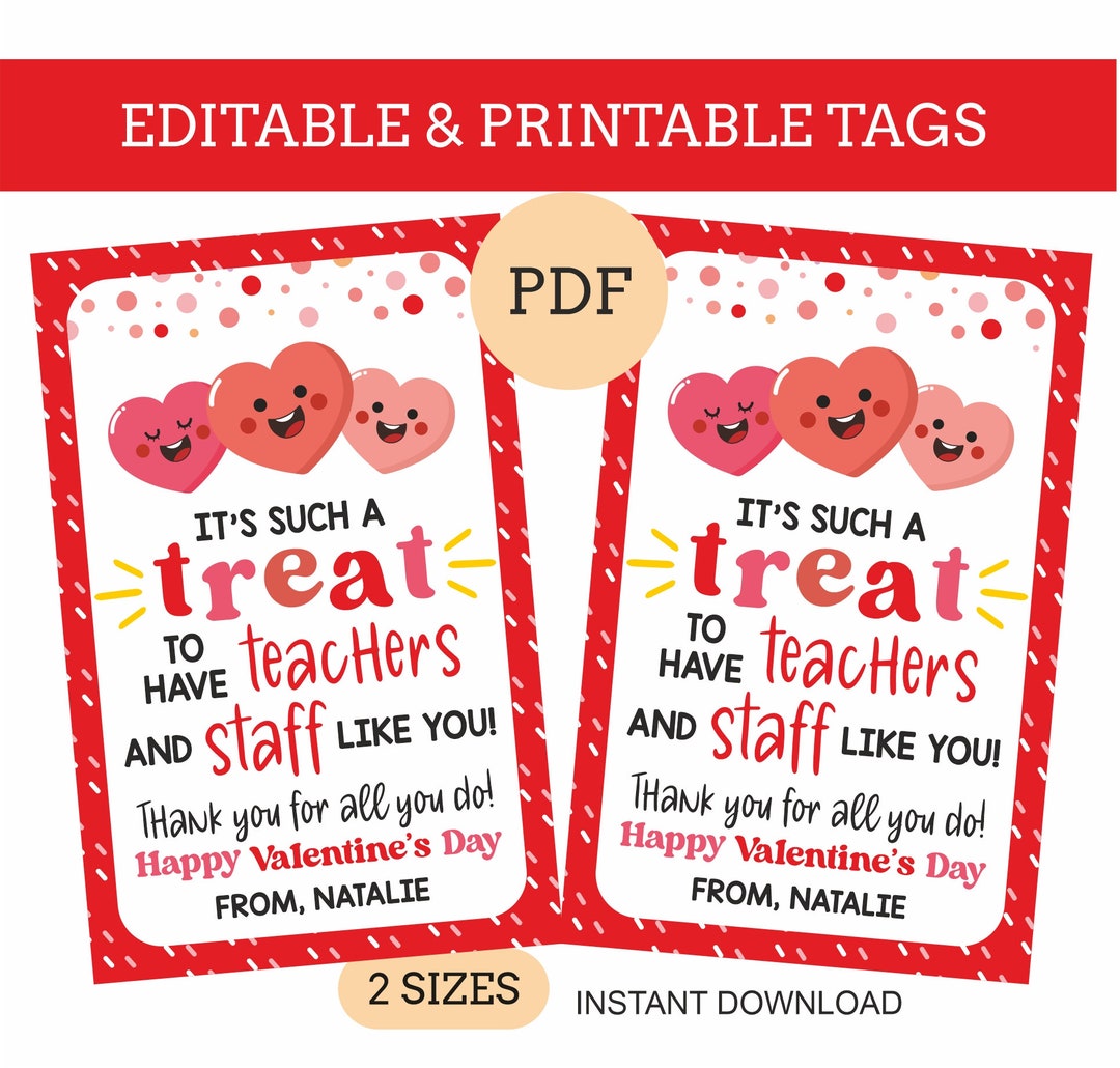 Editable Valentine Teacher and Staff Appreciation Tag / Valentine ...