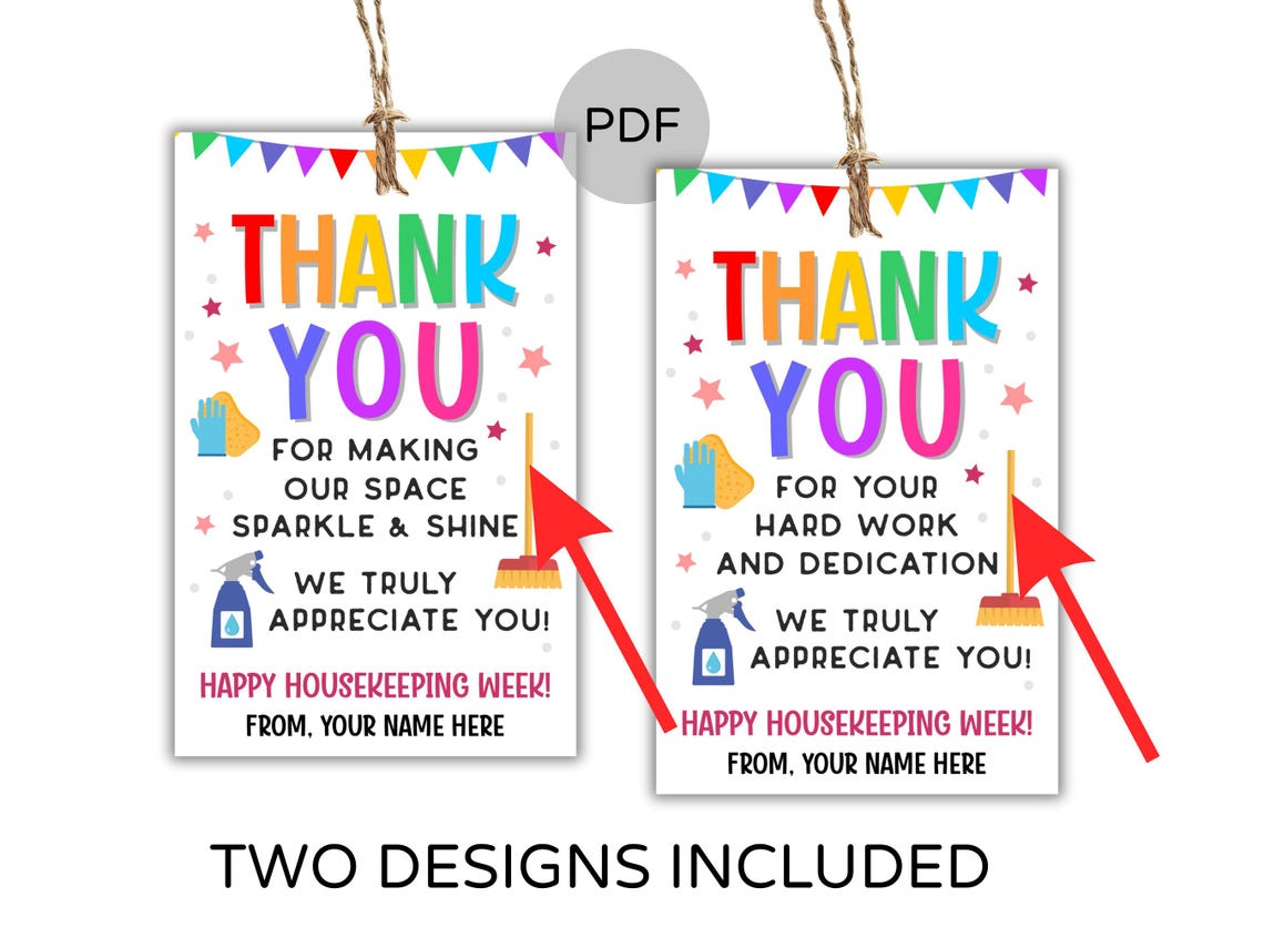 Housekeeping Week Tag Printable / Housekeeping Appreciation Week Tags ...