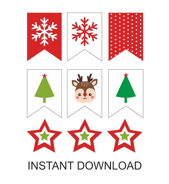 Banner De Feliz Navidad Imprimible Ilustración De Plantilla De Banner