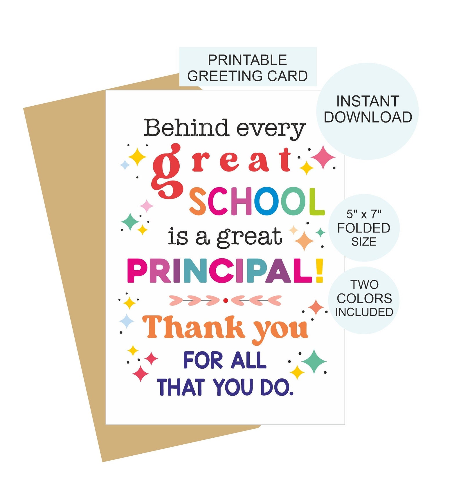 Principal Day Card Printable / School Principal Day Card / Principal ...
