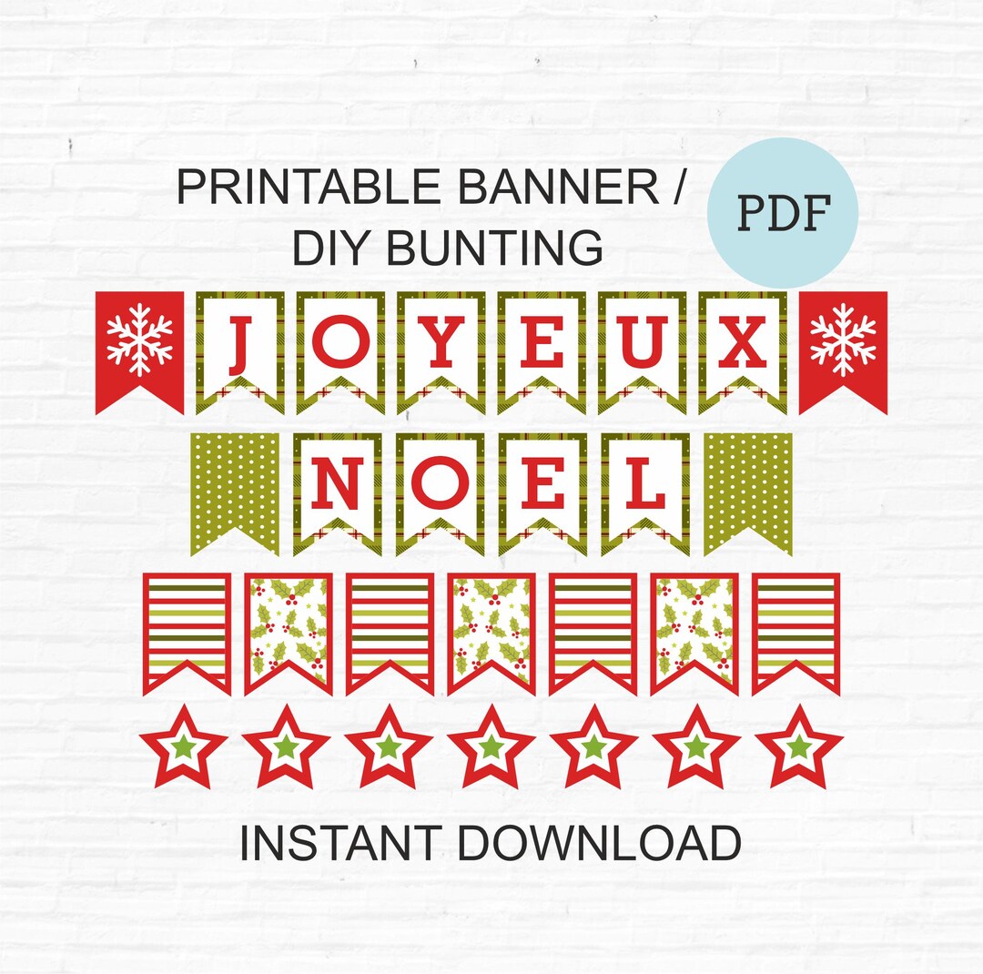 Joyeux Noel Banner Printable / Joyeux Noel Decorations / Joyeux Noel ...