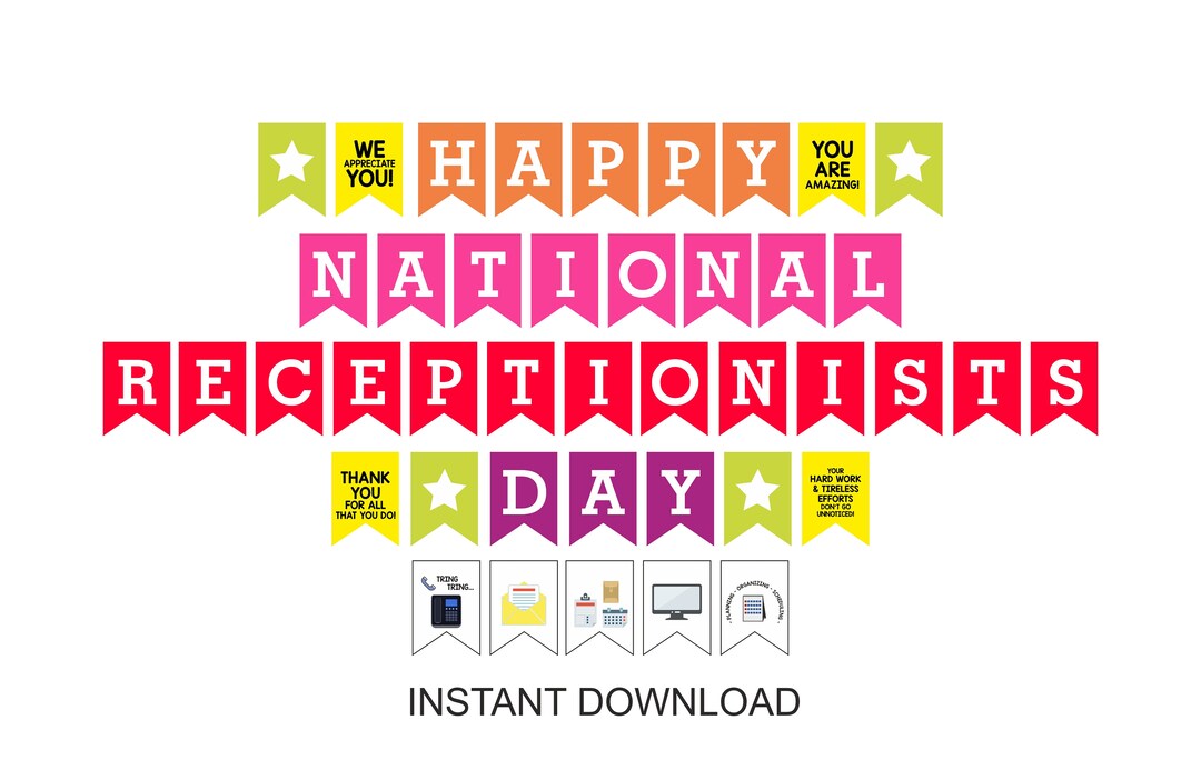 Colorful Receptionists Day Banner Printable / Happy Receptionist Day ...