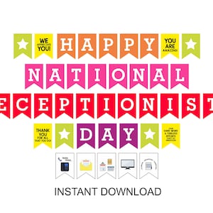 Colorful Receptionists Day Banner Printable / Happy Receptionist Day ...