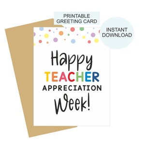 Teacher Appreciation Week Card Printable / Teacher Appreciation Card ...